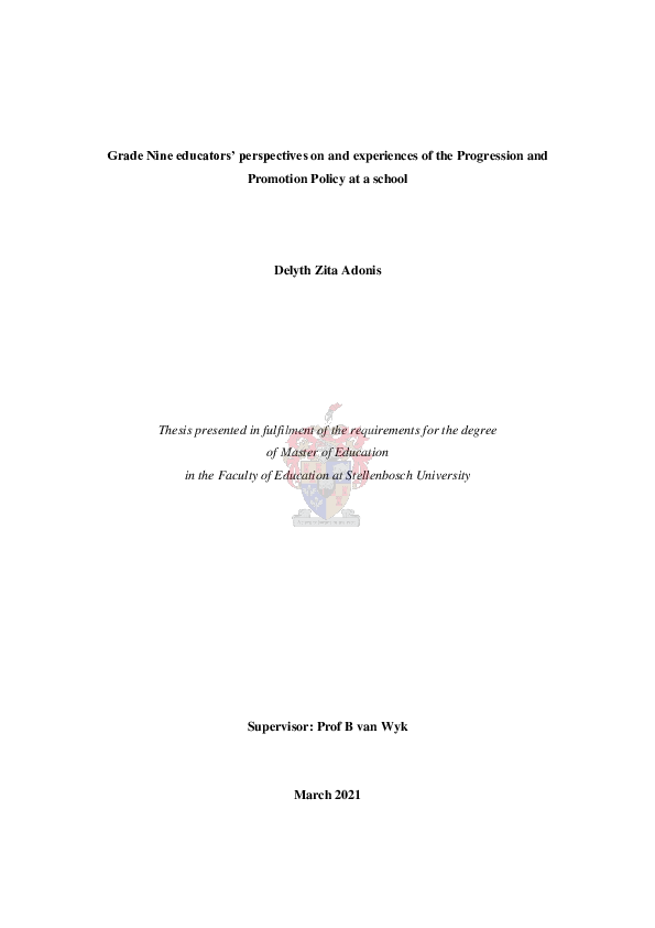 (PDF) Grade Nine educators’ perspectives on and experiences of the ...