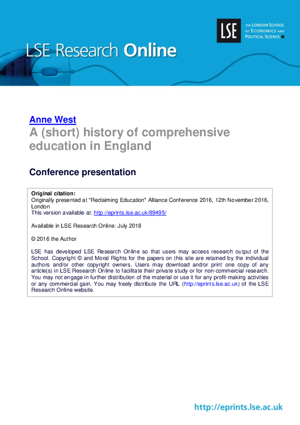 (PDF) A (short) history of comprehensive education in England
