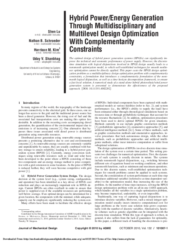(PDF) Hybrid Power/Energy Generation Through Multidisciplinary and Multilevel Design ...