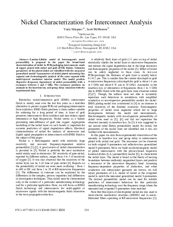 (PDF) Nickel characterization for interconnect analysis