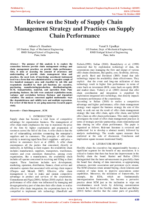 (PDF) Review on the Study of Supply Chain Management Strategy and ...