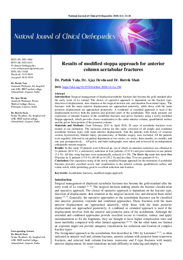 (PDF) Results of modified stoppa approach for anterior column ...