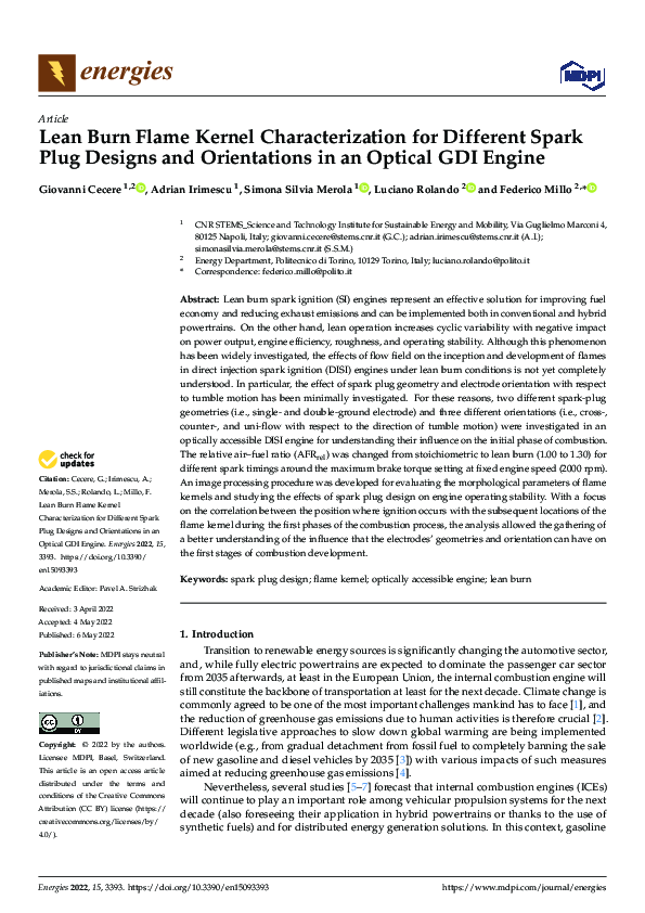 (PDF) Lean Burn Flame Kernel Characterization for Different Spark Plug ...