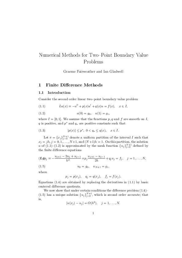 (PDF) Numerical Methods for Two-Point Boundary Value Problems