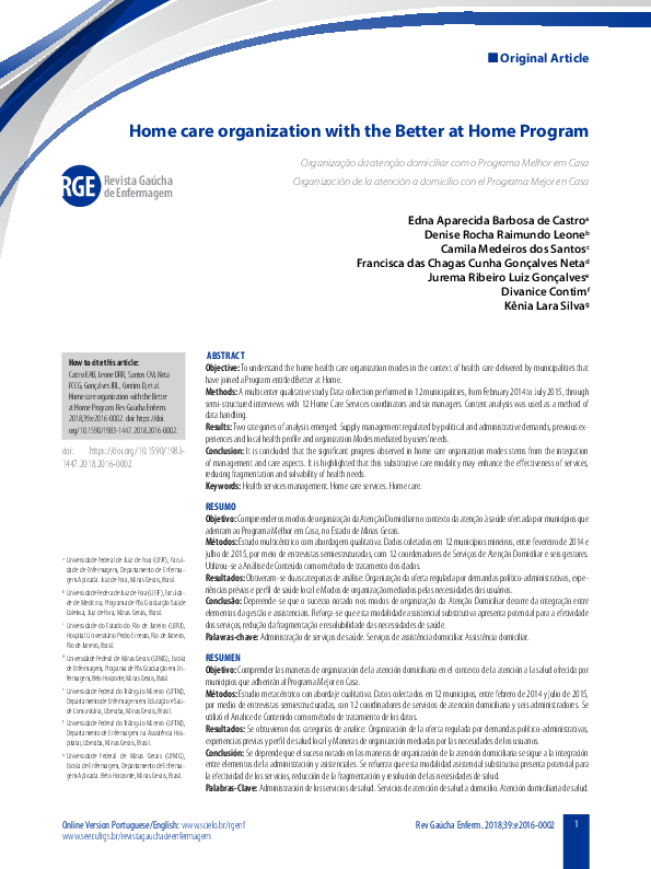 (PDF) Home care organization with the Better at Home Program