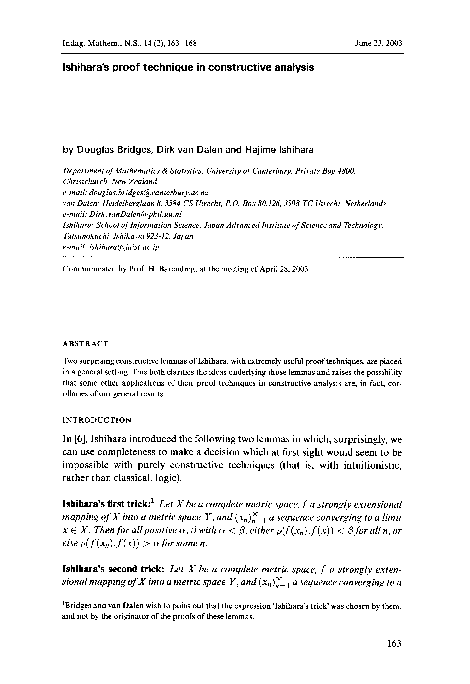 (PDF) Ishihara's proof technique in constructive analysis
