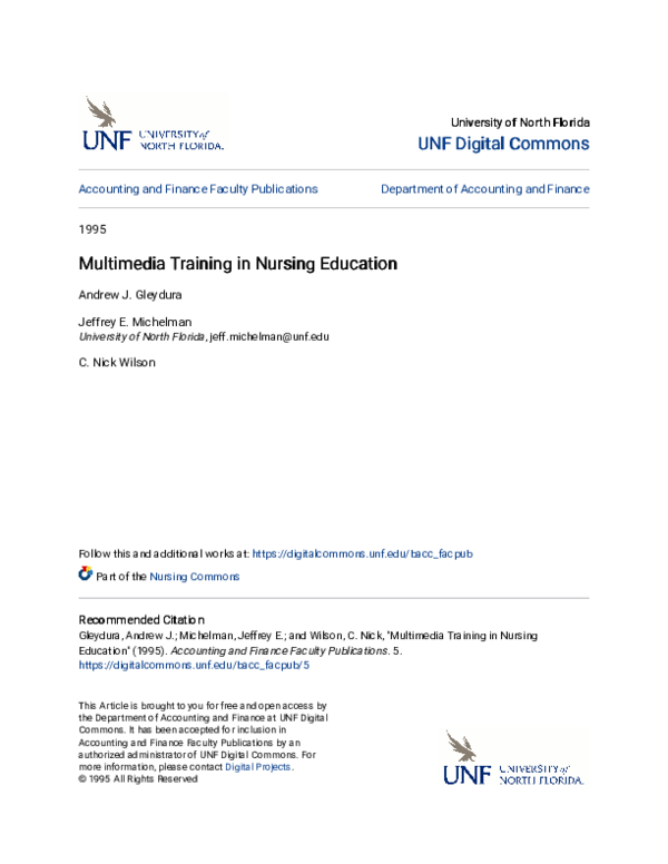 Pdf Multimedia Training In Nursing Education