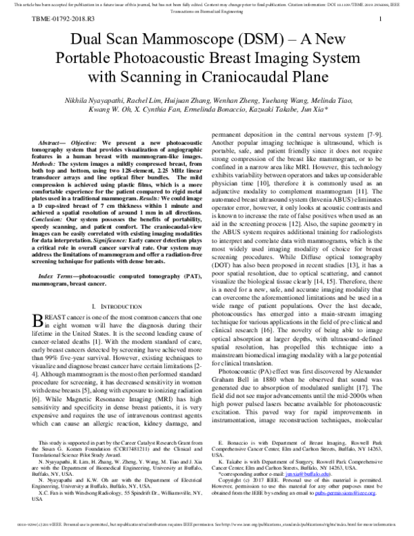 (PDF) Dual Scan Mammoscope (DSM) — A New Portable Photoacoustic Breast ...