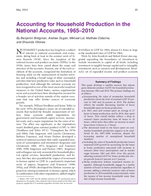 (PDF) Accounting for Household Production in the National Accounts ...
