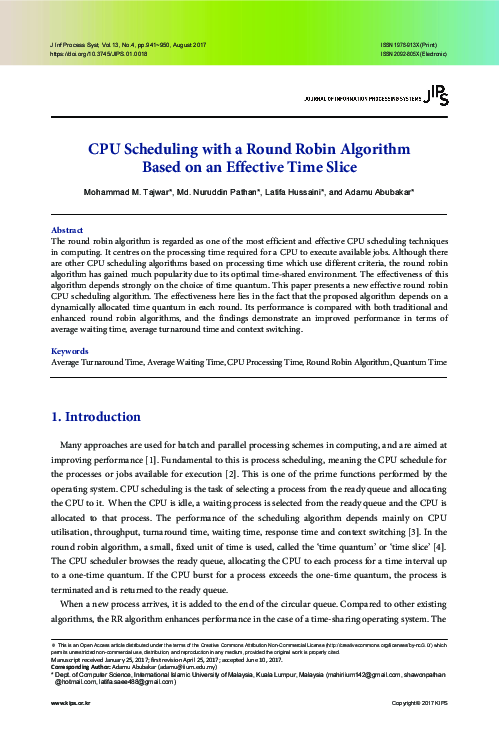 (PDF) CPU Scheduling with a Round Robin Algorithm Based on an Effective ...