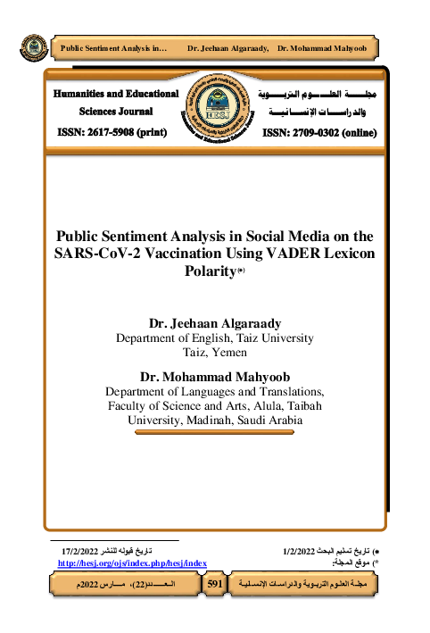 (PDF) Public Sentiment Analysis in Social Media on the SARS-CoV-2 ...
