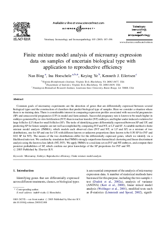 (PDF) Finite mixture model analysis of microarray expression data on samples of uncertain ...