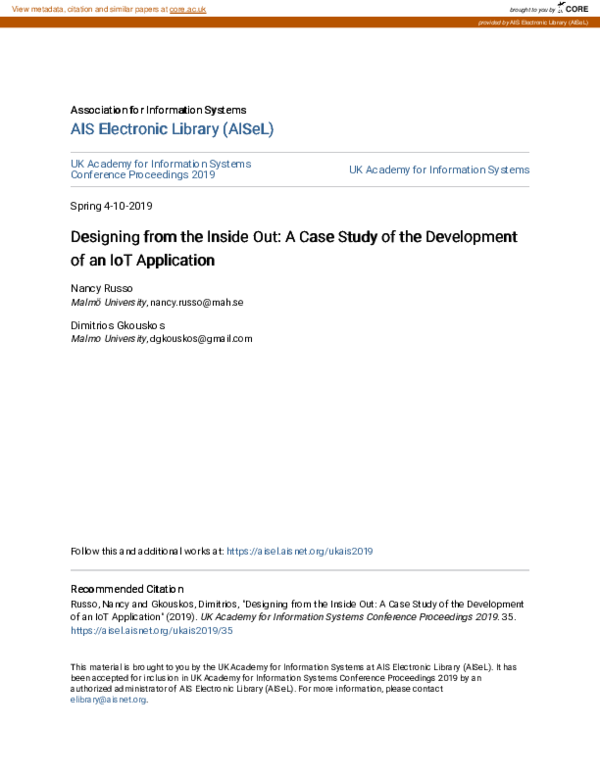 (PDF) Designing from the Inside Out a Case Study of the Development of ...