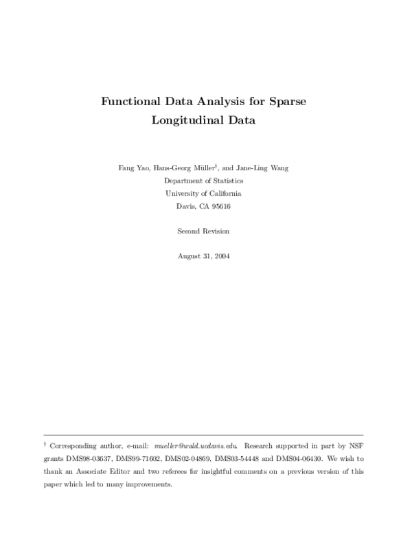 (PDF) Functional Data Analysis for Sparse Longitudinal Data