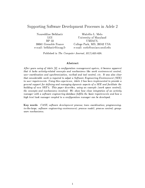 (PDF) Supporting Software Development Processes in Adele 2