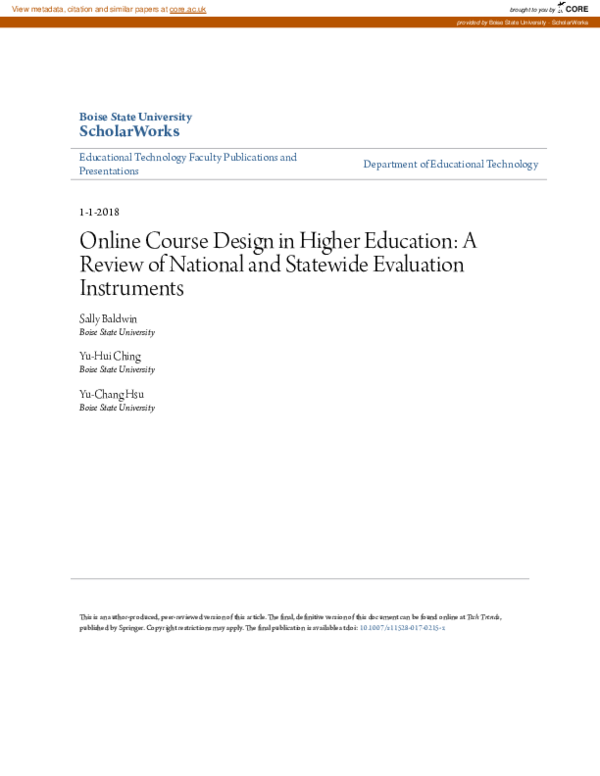 (PDF) Online Course Design in Higher Education: A Review of National ...