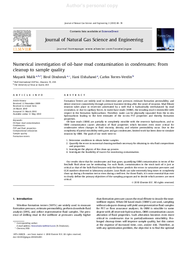 (PDF) Numerical investigation of oil-base mud contamination in ...