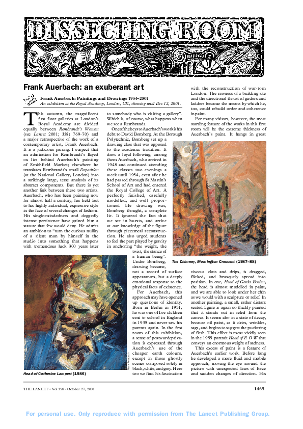 (PDF) Frank Auerbach: an exuberant art