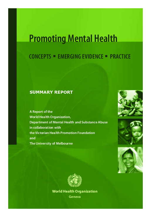 (PDF) Promoting Mental Health. Concepts, Emerging Evidence, Practice ...