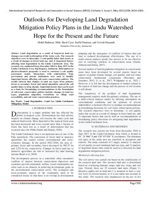 (PDF) Outlooks for Developing Land Degradation Mitigation Policy Plans ...