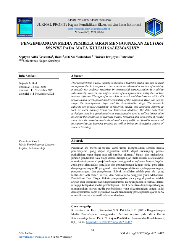 (PDF) Pengembangan Media Pembelajaran Menggunakan Lectora Inspire Pada Mata Kuliah Salesmanship ...