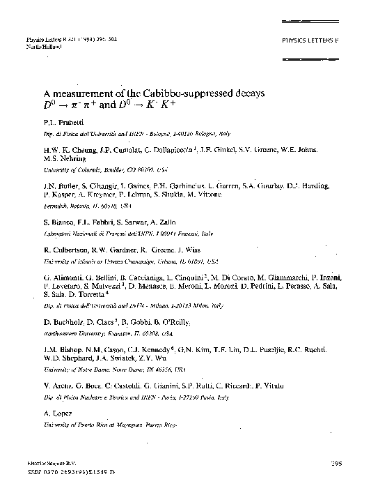 (PDF) A measurement of the Cabibbo-suppressed decays D0 → π−π+ and D0 → ...
