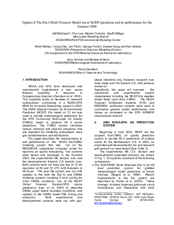 (PDF) Mesoscale Modeling Branch NOAA/NWS/NCEP/Environmental Modeling Center