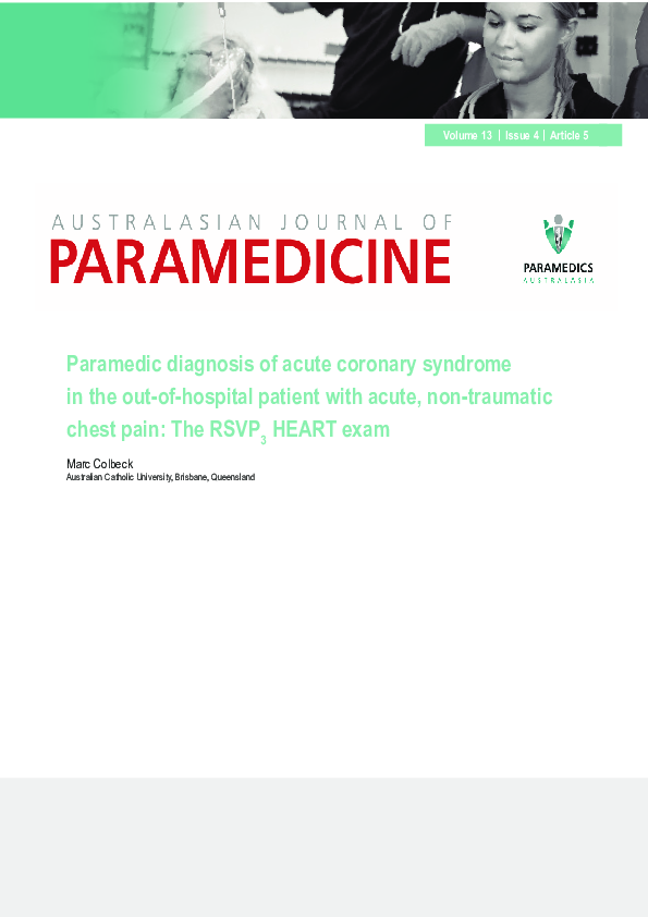 (PDF) Paramedic diagnosis of acute coronary syndrome in the out-of ...