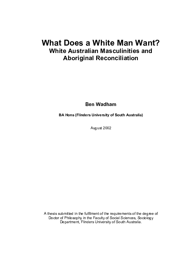(PDF) What Does a White Man Want?: White Australian Masculinities and ...