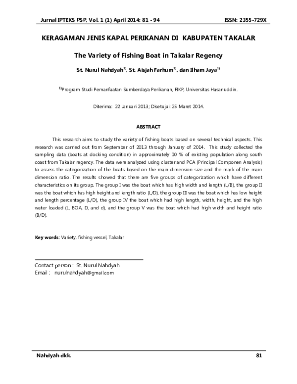(PDF) The Variety of Fishing Boat in Takalar Regency