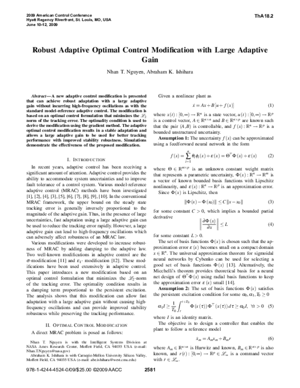 (PDF) Robust adaptive optimal control modification with large adaptive gain