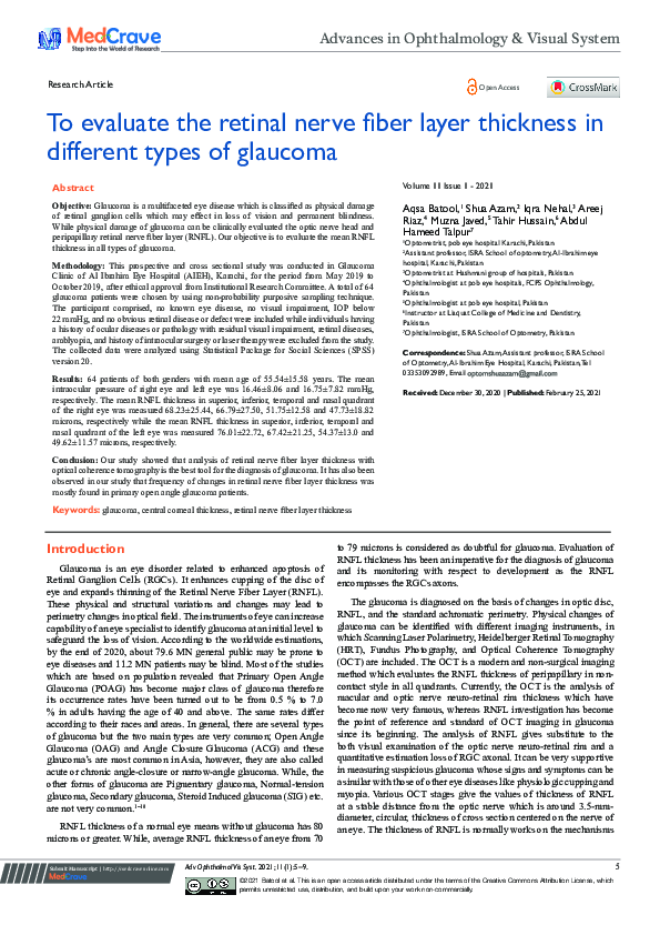 (PDF) To evaluate the retinal nerve fiber layer thickness in different ...