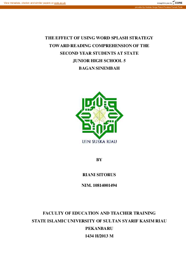 (PDF) The Effect of Using Word Splash Strategy Toward Reading ...