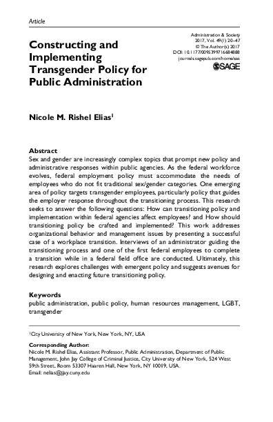 (PDF) Constructing and Implementing Transgender Policy for Public ...