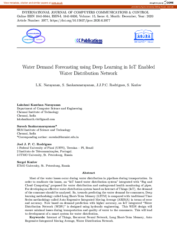 (PDF) Water Demand Forecasting using Deep Learning in IoT Enabled Water ...