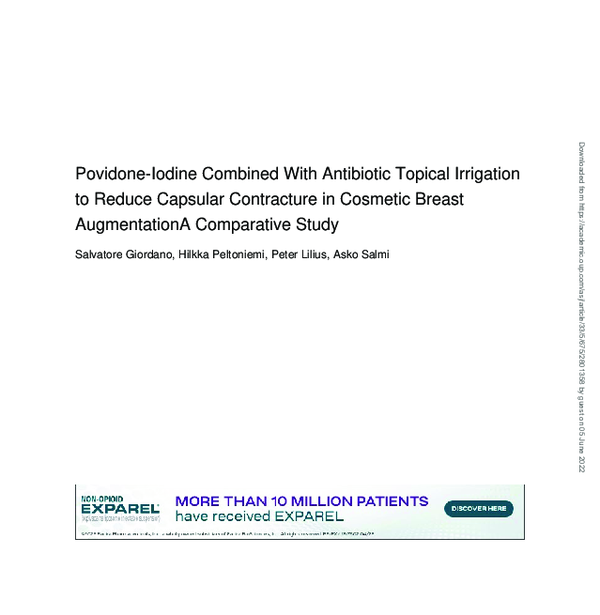 (PDF) Povidone-Iodine Combined With Antibiotic Topical Irrigation to ...