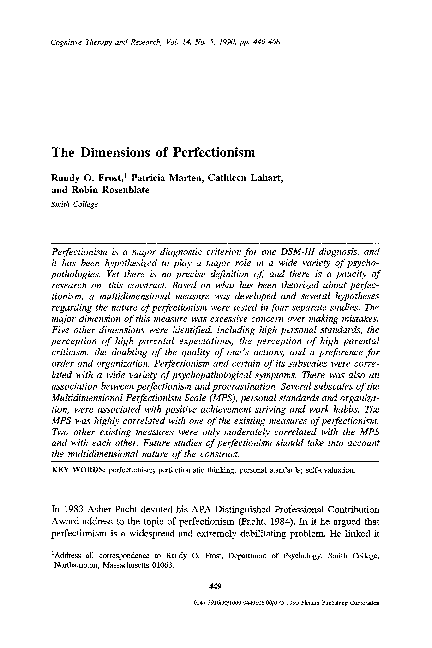 (PDF) The dimensions of perfectionism