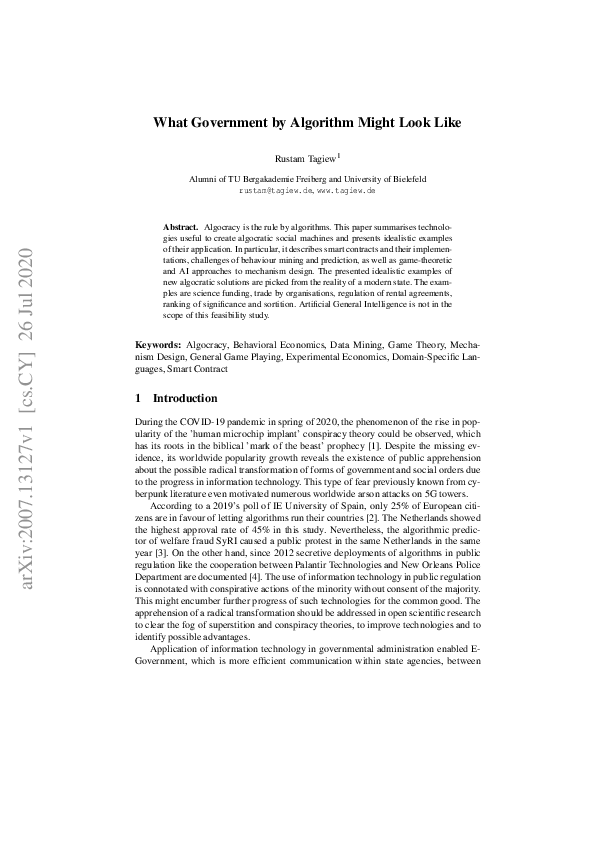 (PDF) What Government by Algorithm Might Look Like