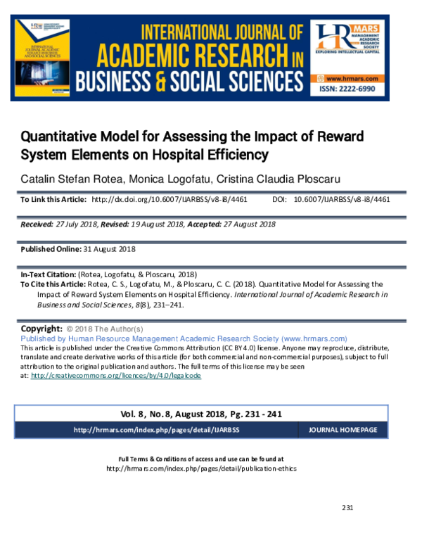 (PDF) Quantitative Model for Assessing the Impact of Reward System ...