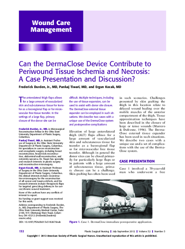 (PDF) Can the DermaClose Device Contribute to Periwound Tissue Ischemia ...
