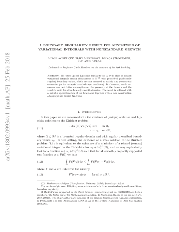 (PDF) A boundary regularity result for minimizers of variational integrals with nonstandard growth