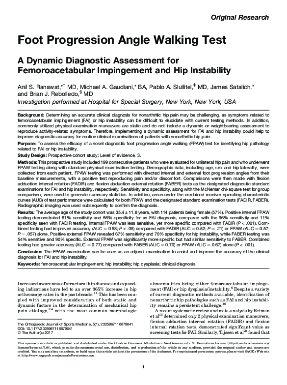 (PDF) Foot Progression Angle Walking Test