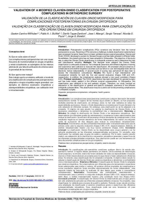 (PDF) Validation of a modified Clavien-Dindo Classification for ...