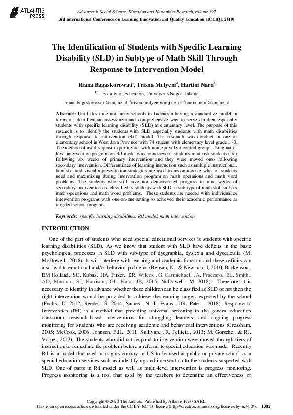 (PDF) The Identification of Students with Specific Learning Disability ...