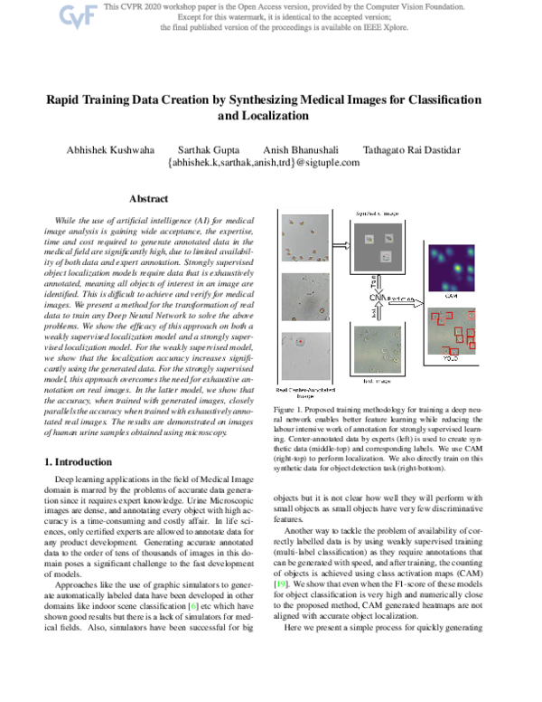 (PDF) Rapid Training Data Creation by Synthesizing Medical Images for Classification and ...