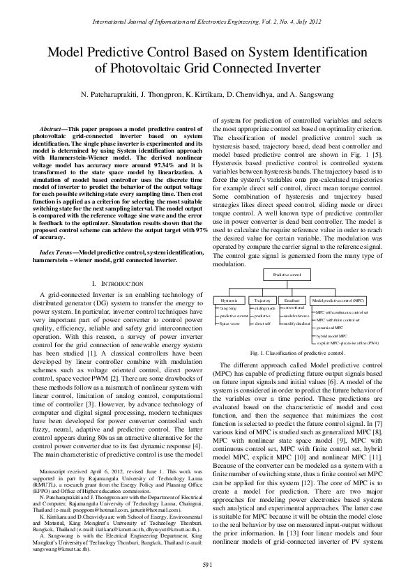 (PDF) Model Predictive Control Based on System Identificationof ...