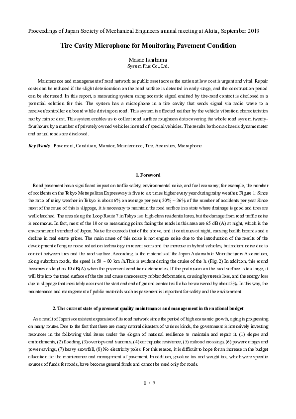 (PDF) Tire Cavity Microphone for Monitoring Pavement Condition