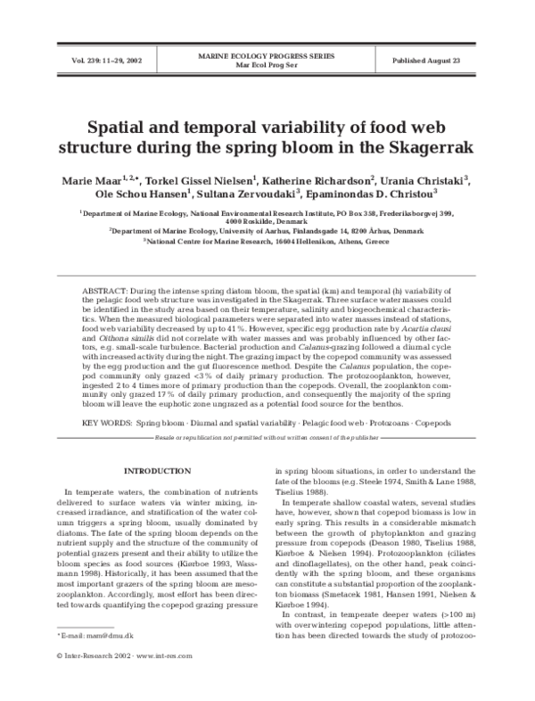 (PDF) Spatial and temporal variability of food web structure during the spring bloom in the ...