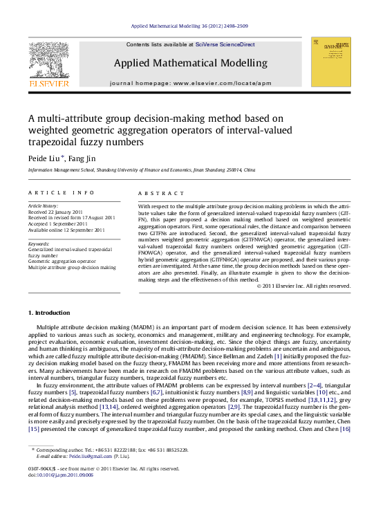 (PDF) A multi-attribute group decision-making method based on weighted geometric aggregation ...