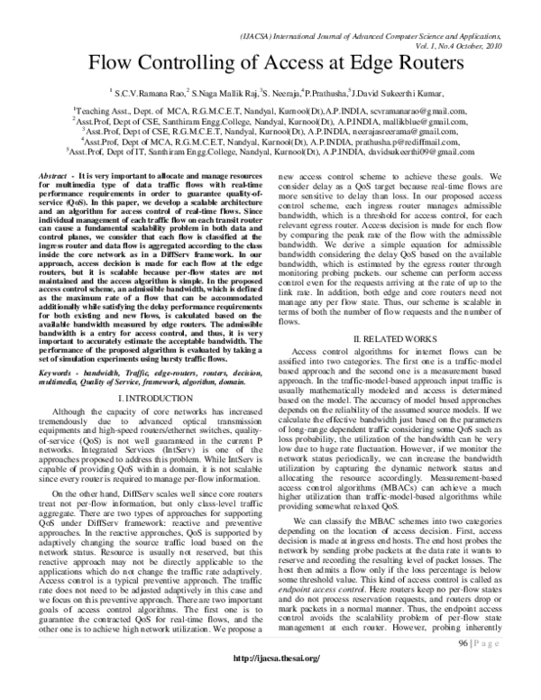 (PDF) Flow Controlling of Access at Edge Routers